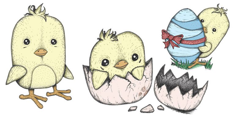 FREE Easter Chick Drawings | Cute Easter Chicks to print and colour in